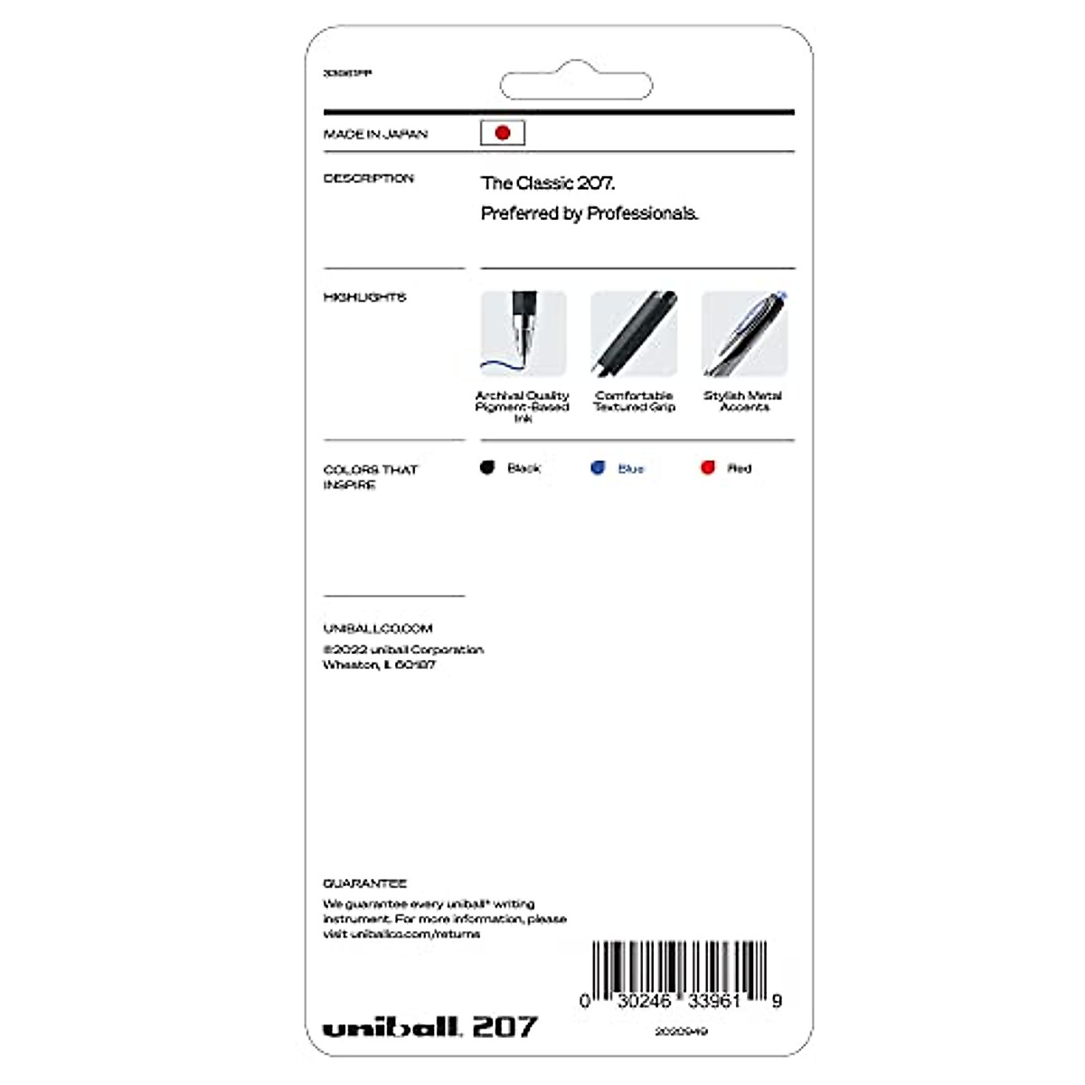 uni-ball® 207™ Retractable Fraud Prevention Gel Pens, Medium Point, 0.7 mm, Black Barrels, Assorted Ink Colors, Pack Of 4