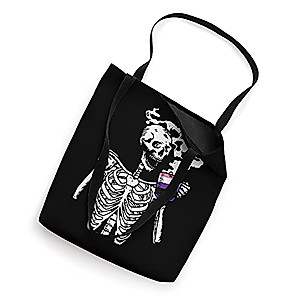 Skeleton Drinking Coffee Gender-fluid Pride Skull LGBTQ Ally Tote Bag