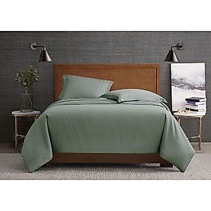 London Fog Garment Washed Solid Duvet Set Green Microfiber 3-Piece Full/Queen Duvet Set, Solid Themed, Adult and Teen, Oeko-TEX Certified