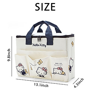 Rpavutz Cute Canvas Tote Bag, 4-Pockets Utility Sturdy Handbag with Top Zipper Closure, Gift for Working Women