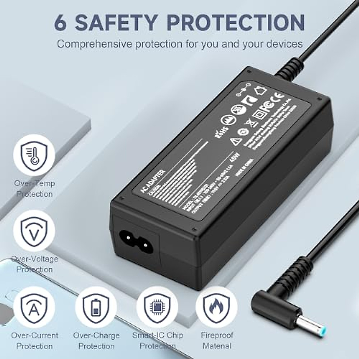 45W 19.5V 2.31A Laptop Charger for HP EliteBook Charger 850 840 830 820 755 745 735 725 G3 G4, Folio 1040 G1 G2 G3; ProBook 650 645 640 470 455 450 445 440 430 G4 G5 AC Adapter Power Supply