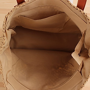 FAIRYSAN Summer Straw Shoulder Bag Women Large Straw Bags Weave Handmade Handle Tote Bag Brown