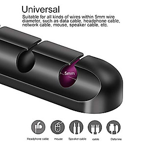 Cable Clips Cable Management, 3 Pack 7 Slots Cord Organizer 6mm Black Adhesive Cord Holders for Power Cords USB Cables Charging Cables Headphone Cables in Office and Home (Black)