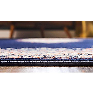 Unique Loom Reza Collection Traditional Persian Style Area Rug, 5 x 8 ft, Navy Blue/Ivory
