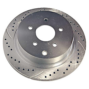 KAGWFEA 2pcs Disc Brake Rotor Set Rear Side Silver Zinc Plated Performance Drilled and Slotted PR41350DSZPR PR41350DSZPR,Free return