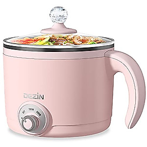 Dezin Electric Hot Pot, 1.5L Rapid Noodles Cooker, Non-Stick Mini Pot Perfect for Ramen, Egg, Pasta, Dumplings, Soup, Porridge, Oatmeal with Power Adjustment