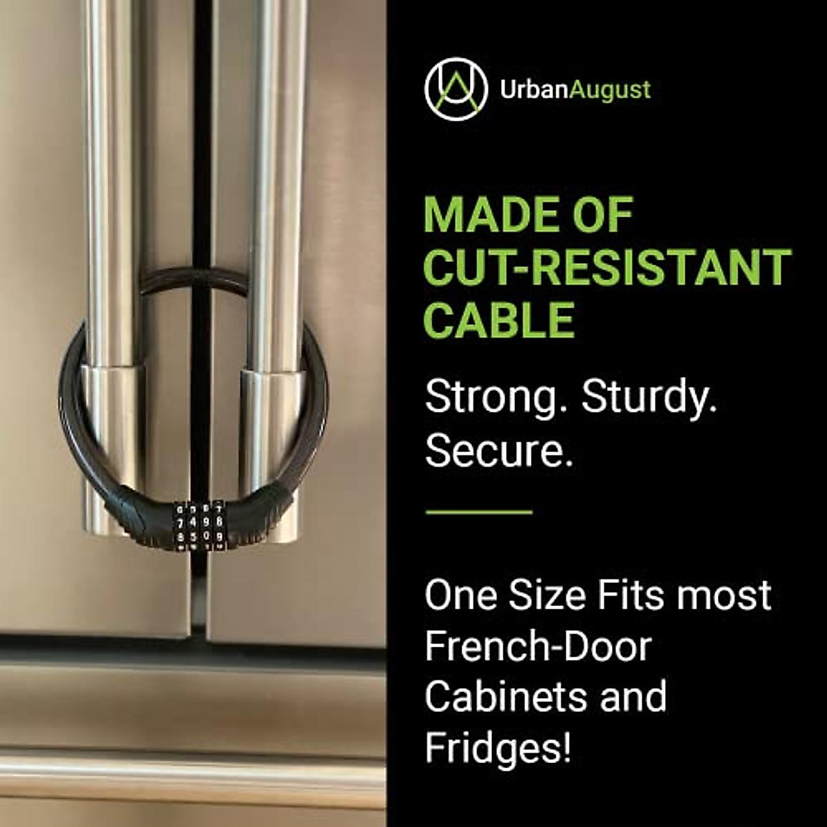 Urban August Fridge Lock: Multi-Functional Cable Combination Lock, for French-Door Refrigerators and Cabinets. Great Fridge Lock for Children or Adults (Two)