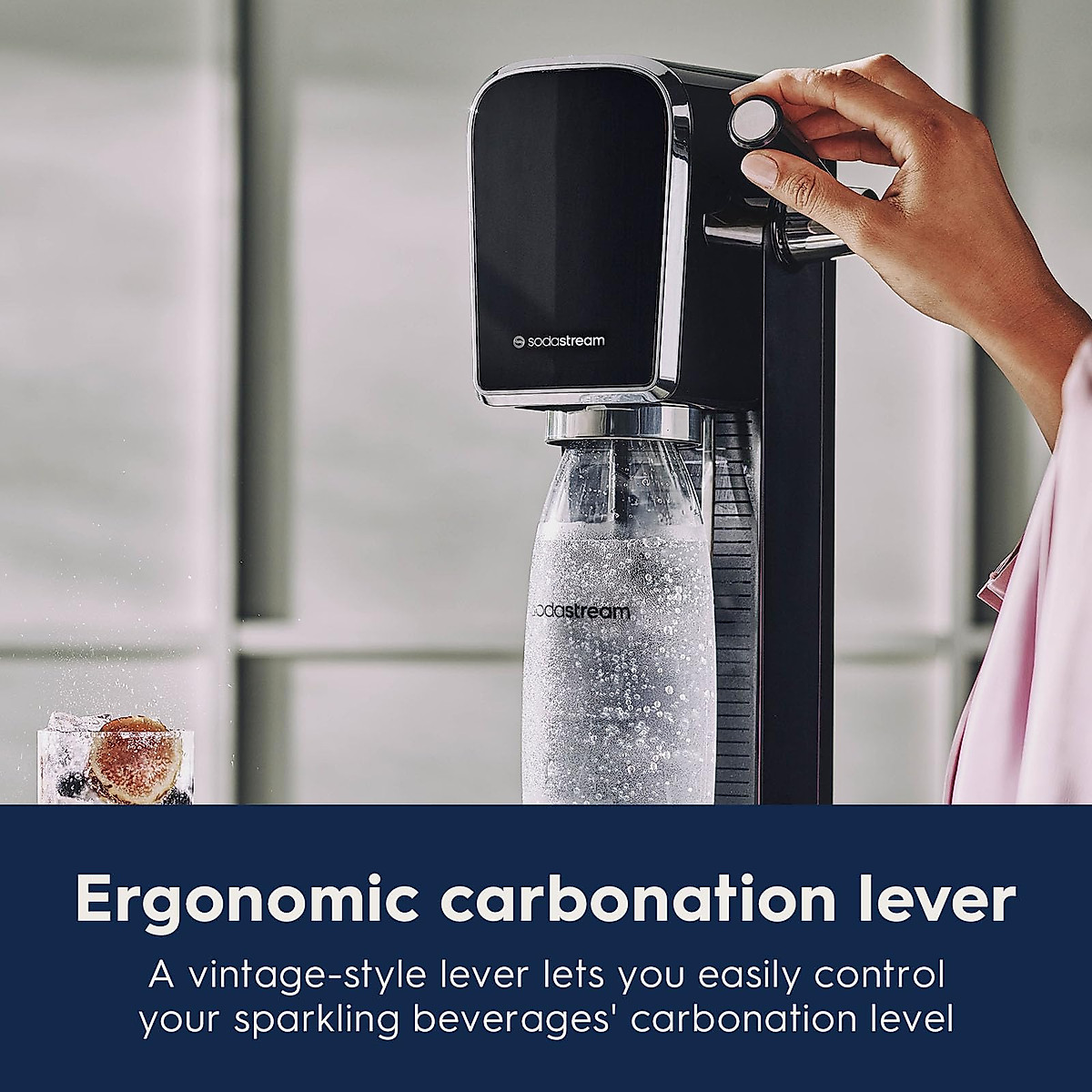 SodaStream Art Sparkling Water Maker Bundle (Black), with CO2, DWS Bottles, and Bubly Drops Flavors