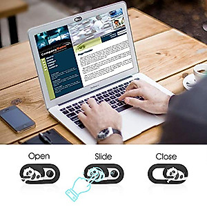 SIREG Webcam Cover Slide Ultra Thin - Web Camera Cover fits Laptop,Tablet,Computer, PC, Smartphone, Protect Your Privacy and Security,Strong Adhesive (Panda-Black & 3 Pack)