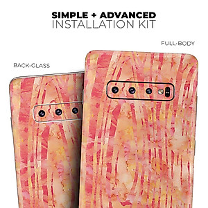 DesignSkinz Orange Watercolor Woodgrain Protective Vinyl Decal Wrap Skin Cover Compatible with The Samsung Galaxy S20 (Screen Trim & Back Glass Skin)