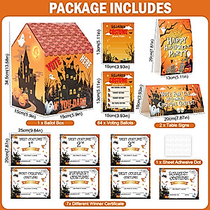 gisgfim 74Pcs Halloween Costume Contest Ballot Box Voting Box with Slot, 64 Voting Ballots Card 7 Winner Certificates 2 Table Signs kit for Halloween Costume Vote Awards Dress up Game Party Decoration