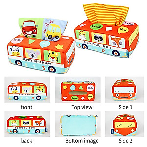 AIPINQI Baby Tissue Box Toy Magic Crinkle High Contrast Tissue Sensory Box Baby Toys to 6-12 Months