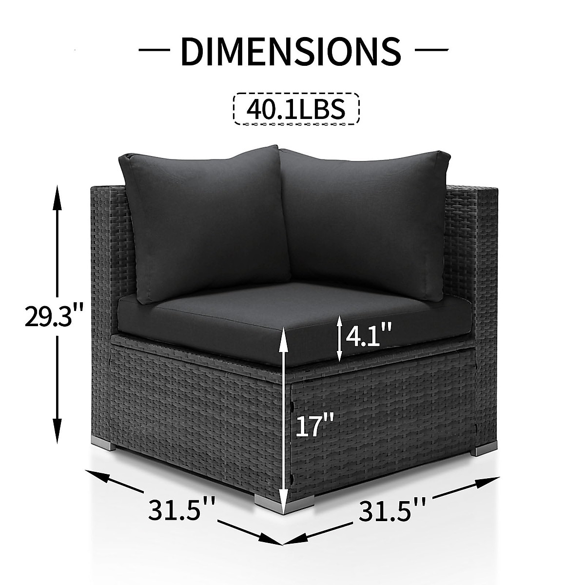 RADIATA Conversation Sets Outdoor Patio Furniture Corner Sofa Set Gray PE Rattan Wicker Conversation Sets (Dark Grey)