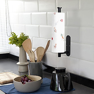 Under Cabinet Paper Towel Holder - Self Adhesive Paper Towel Roll Holder Wall Mount, Matte Black Stainless Steel Towel Paper Holder for Kitchen, Bathroom, Cabinets