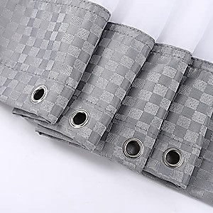 GAOMON Shower Curtains for Bathroom Hookless Shower Curtain with Snap in Liner Grey/White Shower Curtain Grommet Waterproof Fabric See Through Top Washable Shower Curtain Liner 72''Wx78''L