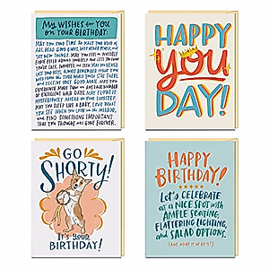 Em & Friends Birthday Cards, Happy Birthday Greeting Cards Illustrated Sayings Blank Inside (Box of 8, Assorted Cards, 2 Each 4 Styles)