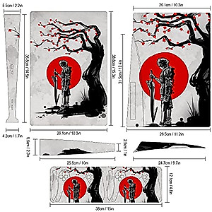 PlayStation 5 optical drive version sticker protective cover, Cherry Blossom Trees Before Red Day Red Sun in Zanarkand ps5 controller protective shell (compatible with ps5 optical drive)