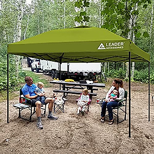 Leader Accessories Green Pop-Up Canopy Tent 10'x10' Canopy Instant Canopy Straight Leg Shelter with Wheeled Carry Bag, with 4pcs Sand Bags