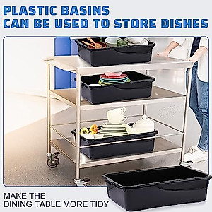 Sherr 10 Pcs 13L Plastic Bus Tubs Bus Tubs Restaurant Food Service Bus Tubs Commercial Bus Box with Handles Wash Basin Tray for Home Daily Use, Toys, Restaurant Hotel Food Service, Black