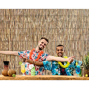 8 x 6ft Hawaiian Beach Reed Backdrop Aloha Luau Party Tiki Bar Decorations Polyester Fabric Photography Backdrop for Photoshoot