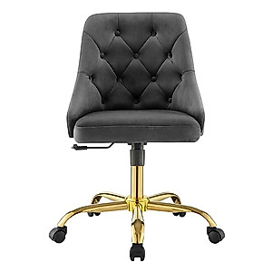 Modway Distinct Tufted Swivel Performance Velvet Office Chair, Gold Gray