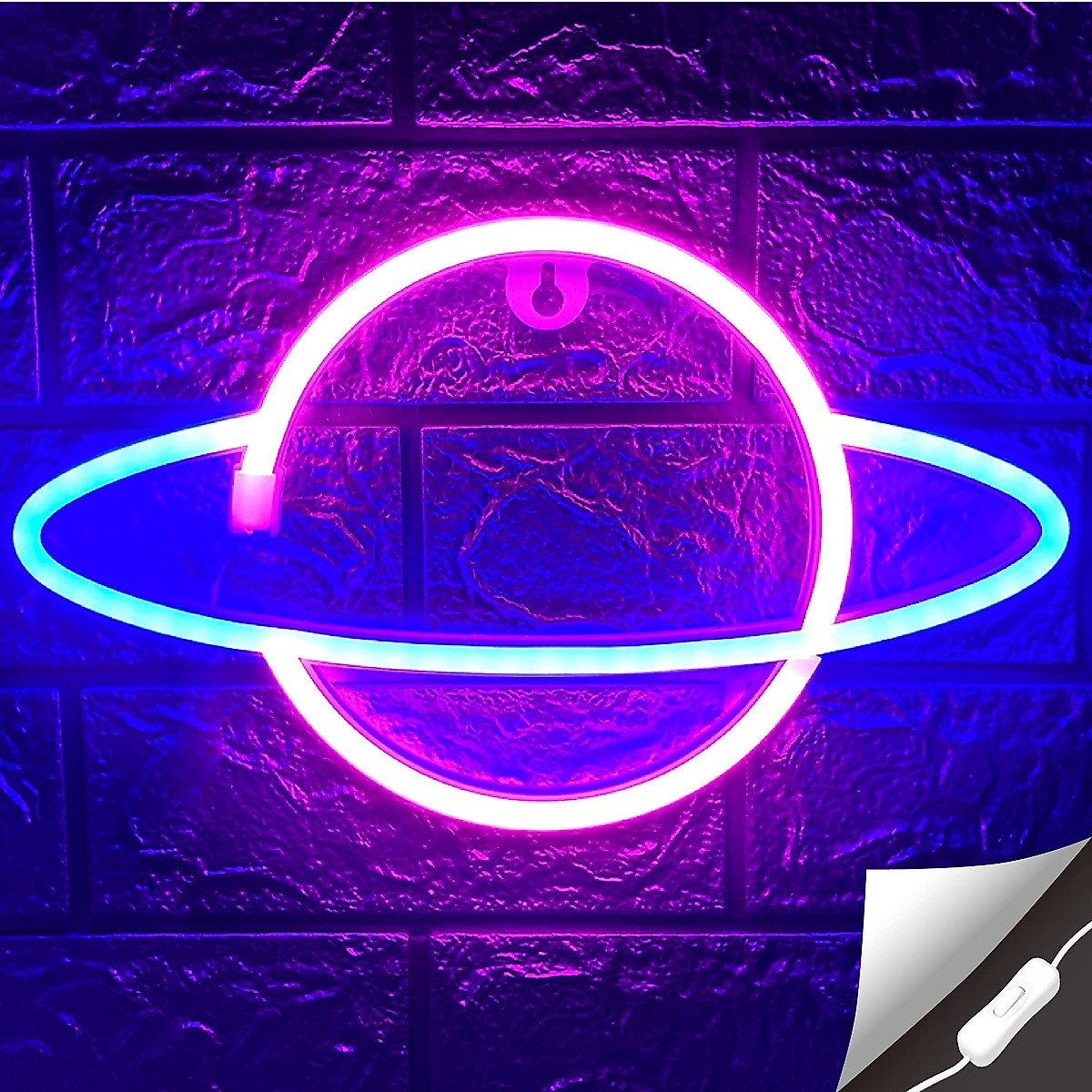Lumoonosity Blue Pink Planet Neon Sign Blue Controller Gaming Light