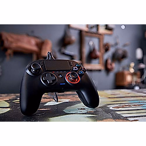 NACON PlayStation 4 Controller - Wired, USB-C, 4 Configurable Shortcut Buttons, Dual Concave Customizable Sticks, LED Player Status Indicator