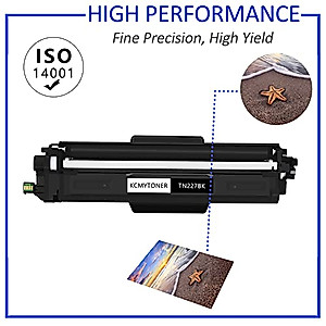 KCMYTONER 1 Pack High Yield Black Compatible Toner Cartridge Replacement for Brother TN227BK TN227 TN-227 TN223 to use with MFC-L3750CDW MFC-L3710CW HL-L3210CW HL-L3290CDW Printers