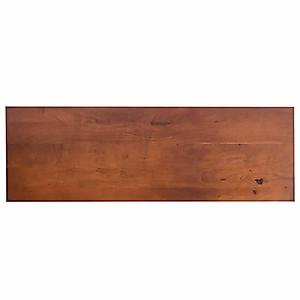 The Urban Port Kalyn 75-Inch Handcrafted TV Media Console Entertainment Center, 2 Doors, Center Shelf, Geometric Design Print, Brown Acacia Wood, Brass