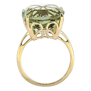 YoTreasure Green Amethyst Solid Sterling Silver Gold Plated Statement Ring Jewelry
