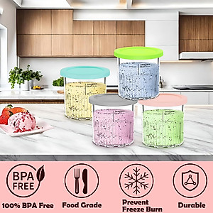 YQL 24oz Containers Replacement for Ninja Creami Deluxe Pints and Lids,Extra Pint Compatible with Ninja NC500 NC501 Series Creami Deluxe ice Cream Makers Dishwasher Safe(4 Color)