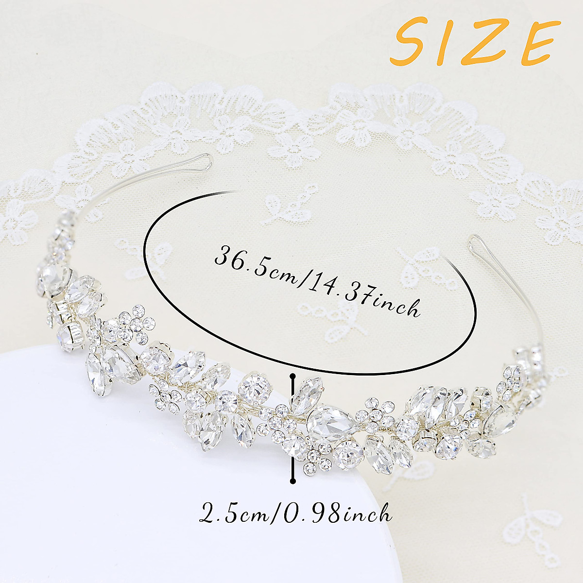 Oriamour Crystal Wedding Headbands Handmade Bridal Headpieces For Bride Flower Girl Wedding Hair Accessories For Bridesmaids Prom Party (Silver)