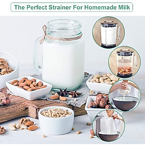 Bellamei Nut Milk Bag Reusable 3 Pack Food Strainer Nut Bags For Almond/Soy Milk Greek Yogurt Professional for Cold Brew Coffee Tea Beer Juice Fine Italian Nylon Mesh (3 pack-8"x12"/10"x12"/13"x13")