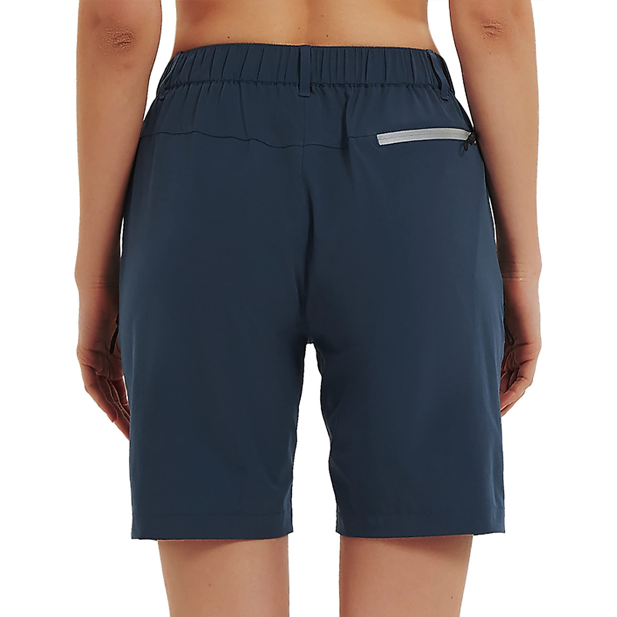 KPSUN Womens Quick Dry Bermuda Hiking Shorts Stretch Active Golf Cargo Shorts Water Resistant Zipped Pockets,Navy,L