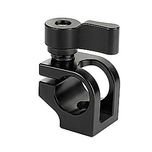CAMVATE 15mm Single Rod Clamp Install on 1/4"-20 Thread Hole for Camera cage (Black Knob) - 2127
