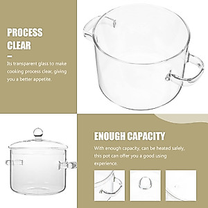 Glass Saucepan with Cover, 64 oz Stovetop Cooking Pot with Lid and Handle Simmer Pot Clear Soup Pot, High Borosilicate Glass Cookware, 22X17CM, B210ZOO0718Z71DJ2