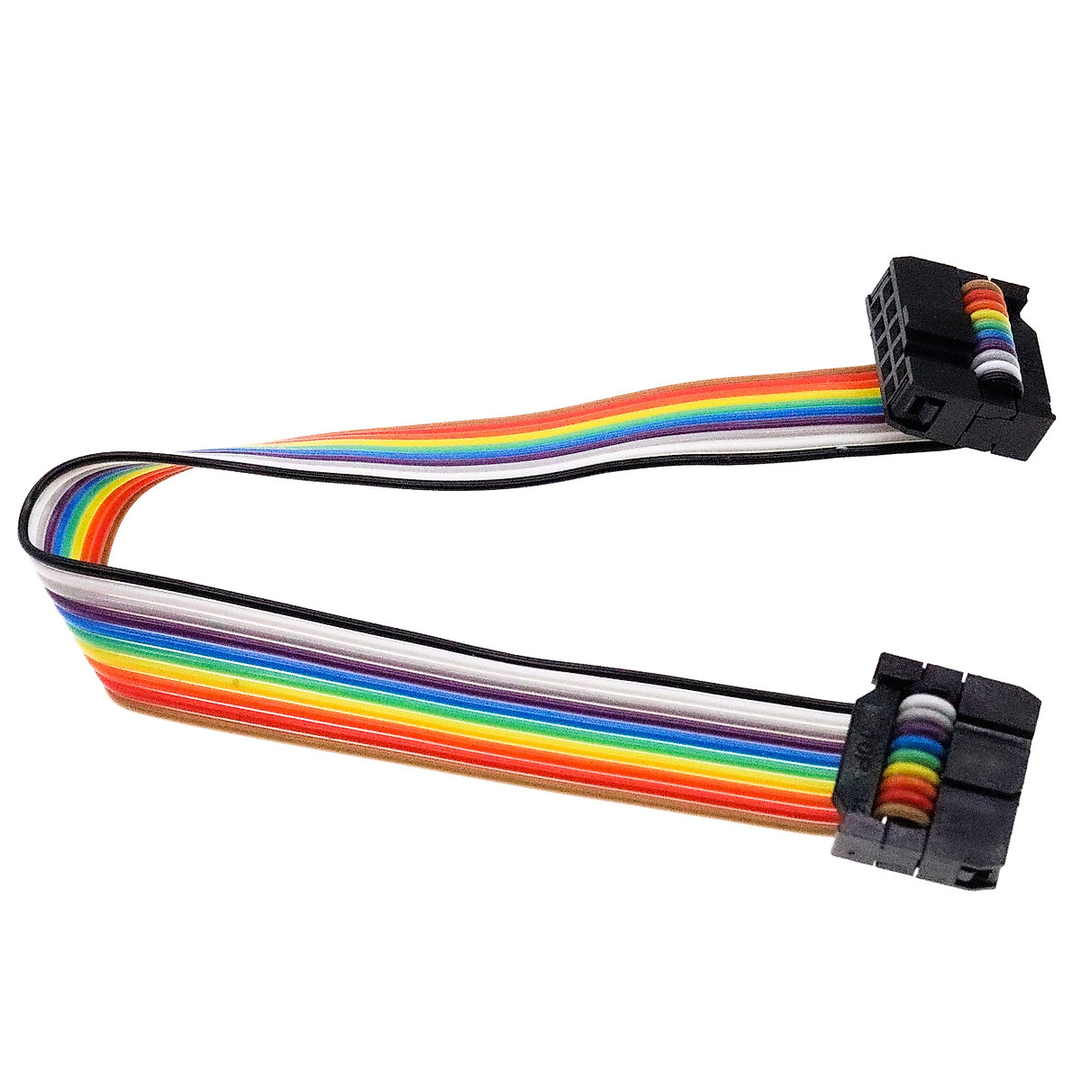 whiteeeen 10pcs 10 Pin for Flat Colorful Ribbon Cable 0.1" Pitch Female to Female Sockets About 7.87" IDC Connector
