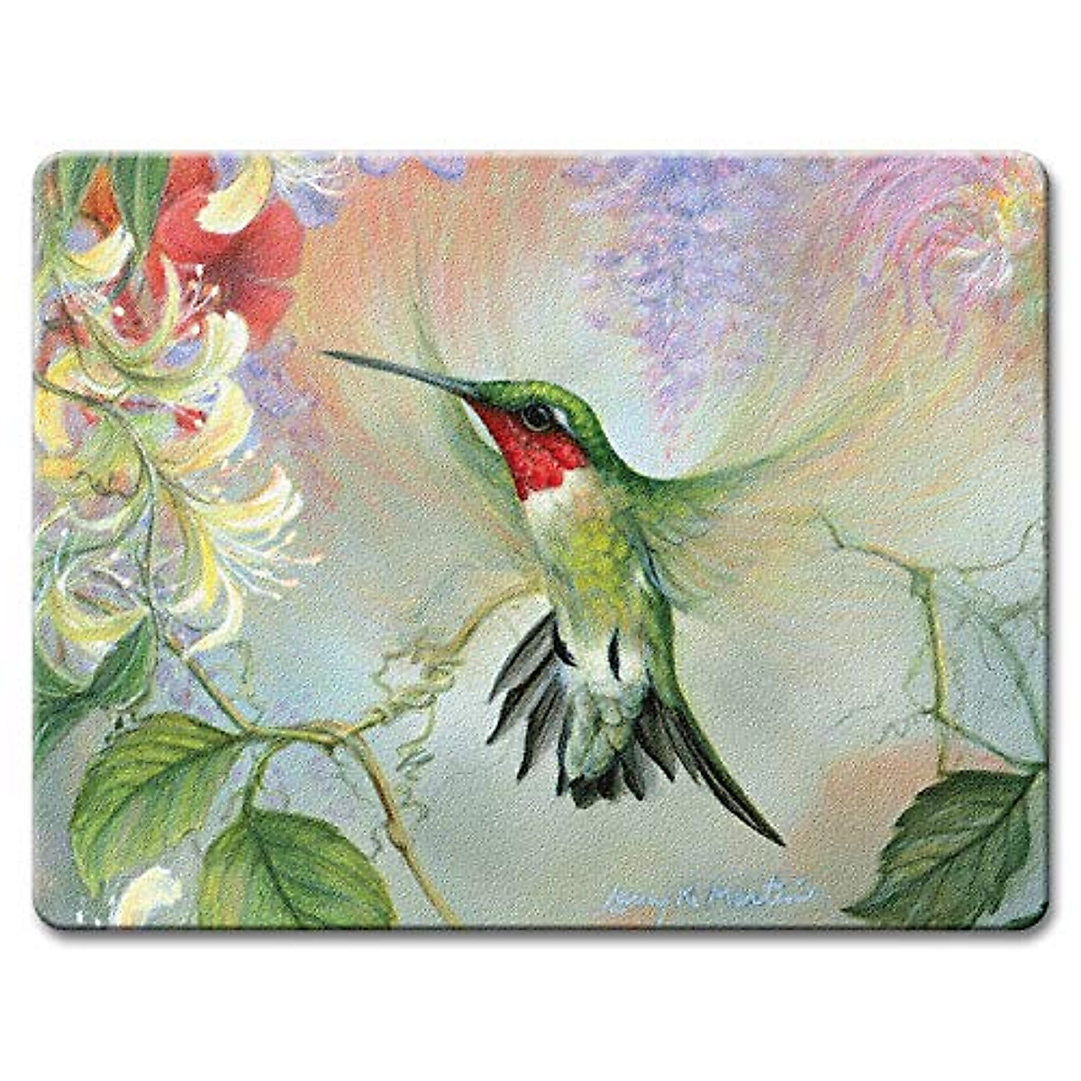 Ruby Hummingbird Natures Gift of Feathers Tempered Glass Large Cutting Board by Highland Graphics