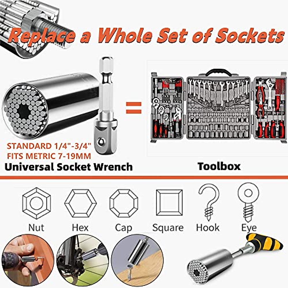 31Pcs Flexible Drill Bit Extension Set,105°Right Angle Drill Attachmen,Rotatable Joint Socket 1/4 3/8 1/2 Inch Hex Socket Adapter,Socket Bendable Drill Bit Extension,6pcs Screwdriver Bits Holder