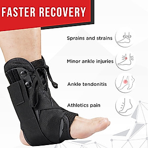 CURECARE Lace Up Ankle Brace for Women, New Upgraded Ankle Stabilizer Brace with Adjustable Ankle Wrap, Ankle Support for Men, Sprained Ankle, Injury Recovery, Achilles Tendonitis (Small)