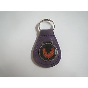 FIREBIRD OR TRANS-AM ORANGE BIRD LOGO LEATHER KEYCHAIN - PURPLE