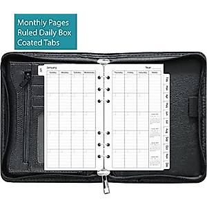 Fan&Ran Zippered Planner Organizer, Simulated Leather Undated Start Set, Personal Size, Black