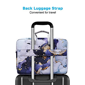 MOSISO 360 Protective Laptop Shoulder Bag Compatible with MacBook Air/Pro,13-13.3 inch Notebook,Compatible with MacBook Pro 14 inch M3 M2 M1 2023-2021, Polyester Sleeve with Belt Marble MO-MBH348