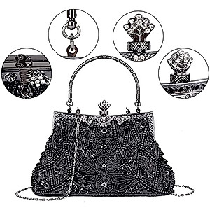 LIFEWISH 1920s Evening bags Unique Sequin Beaded Clutch Purses for Cocktail Wedding Party Prom