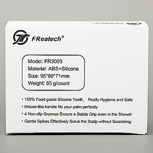 FREATECH Updated Hair Scalp Massager Shampoo Brush with 2 Types of Silicone Bristles, Finely Clean and Scrub Gently, Care for Sensitive & Delicate Scalp, Exfoliate and Stimulate Hair Growth, Black