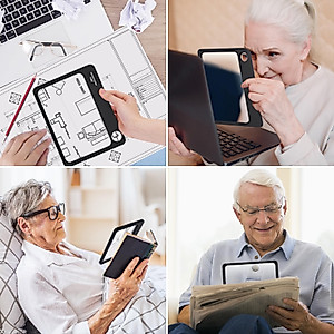 JMH Magnifying Glass for Reading, 5X Handheld Large and Lightweight Full Page Magnifier for Seniors Low Vision Reading, Inspection, Exploring