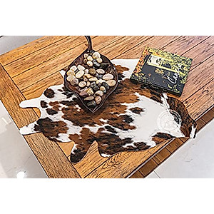 Genuine Mini Cowhide Rug Tricolor Small Hair on Cow Hide 24 x 35 inches 90 x 60 cm