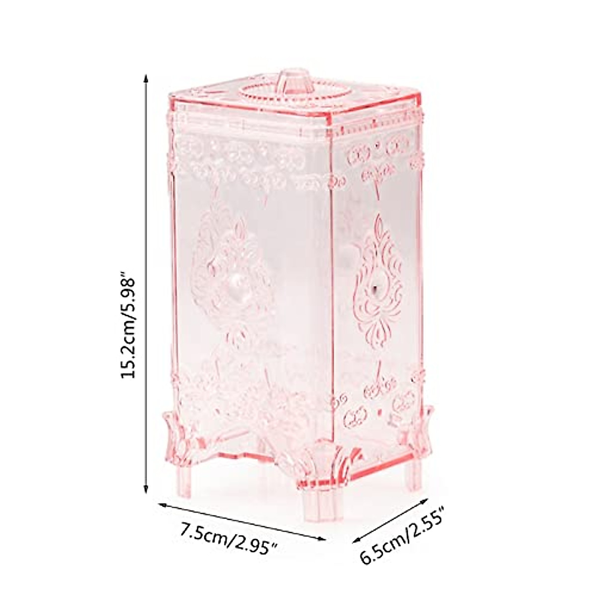 Bydezcon Cotton Pads Holder Dispenser Vintage Makeup Cosmetic Clear Storage Box Organizer