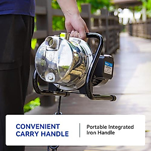 Acquaer 1.5HP Portable Shallow Well Pump Garden Pump, Stainless Steel, 1210GPH, 115V Sprinkler Pump Water Transfer Draining Irrigation Pump for Water Removal/Lawn Garden