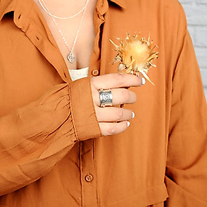 Boho-Magic 925 Sterling Silver Spinner Ring for Women Dandelion Flower Fidget Anxiety Relief Wide Band